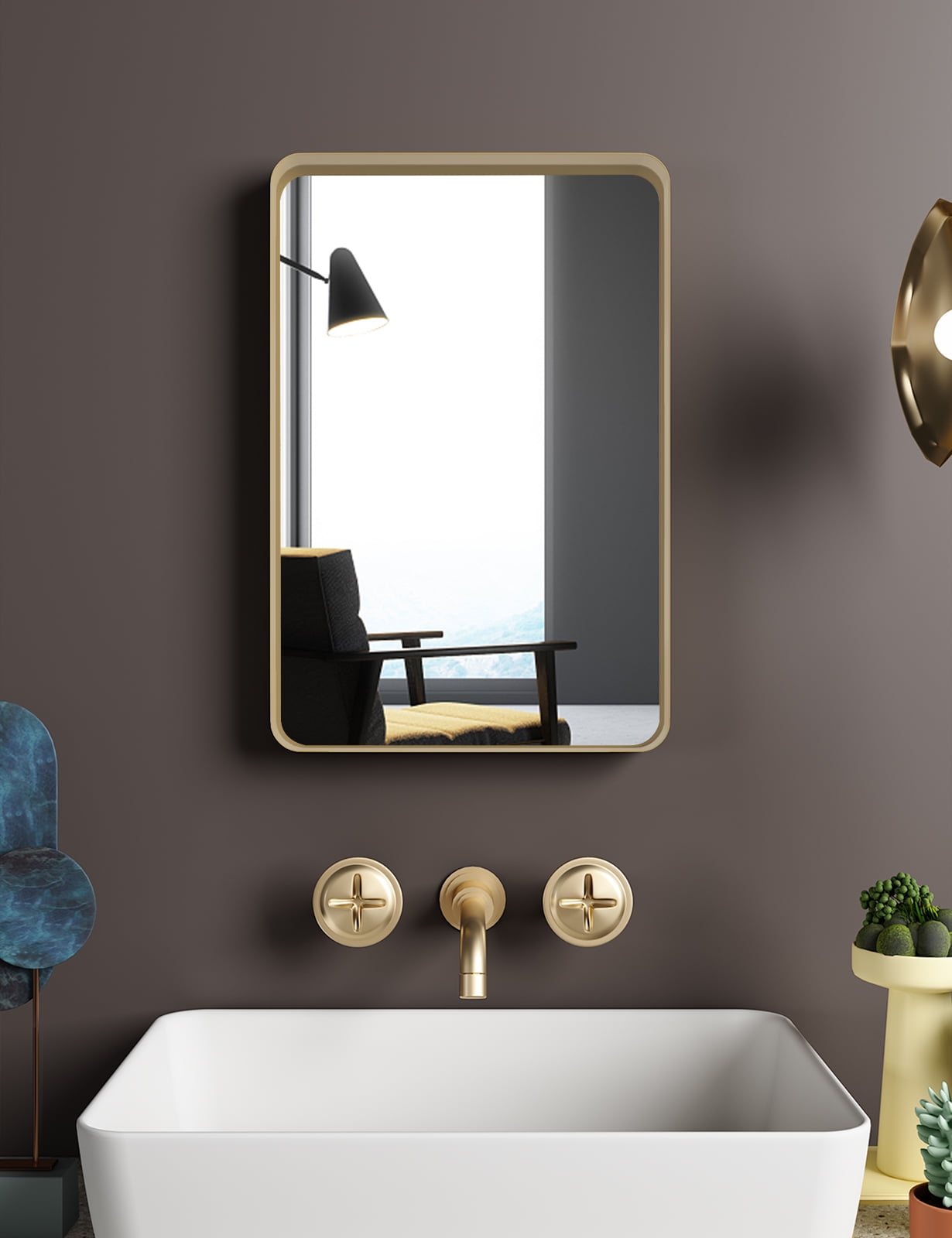 Decorative Metal Framed Wall Mirror,Modern Rectangular Mirror with ...