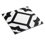 Luv Enchanted Black/White 8" X 8" Porcelain Encaustic Matte Floor Tile ...