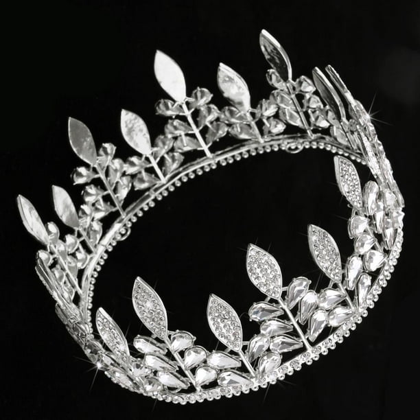 Cristal Diamante de imitación Hojas de olivo Corona Tiara Boda Desfile ...