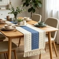 Boho Linen Table Runner Bohemian Style Tassel Table Scarf Farmhouse ...