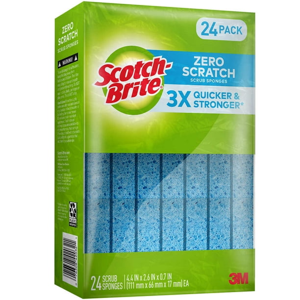 Scotch-Brite Scrub Sponges, Zero Scratch, Blue, 24 Count - Walmart.com