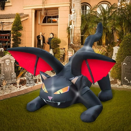 6Ft Inflatable Pounce The Vampire Cat -LED Lights Decor Outdoor Indoor ...