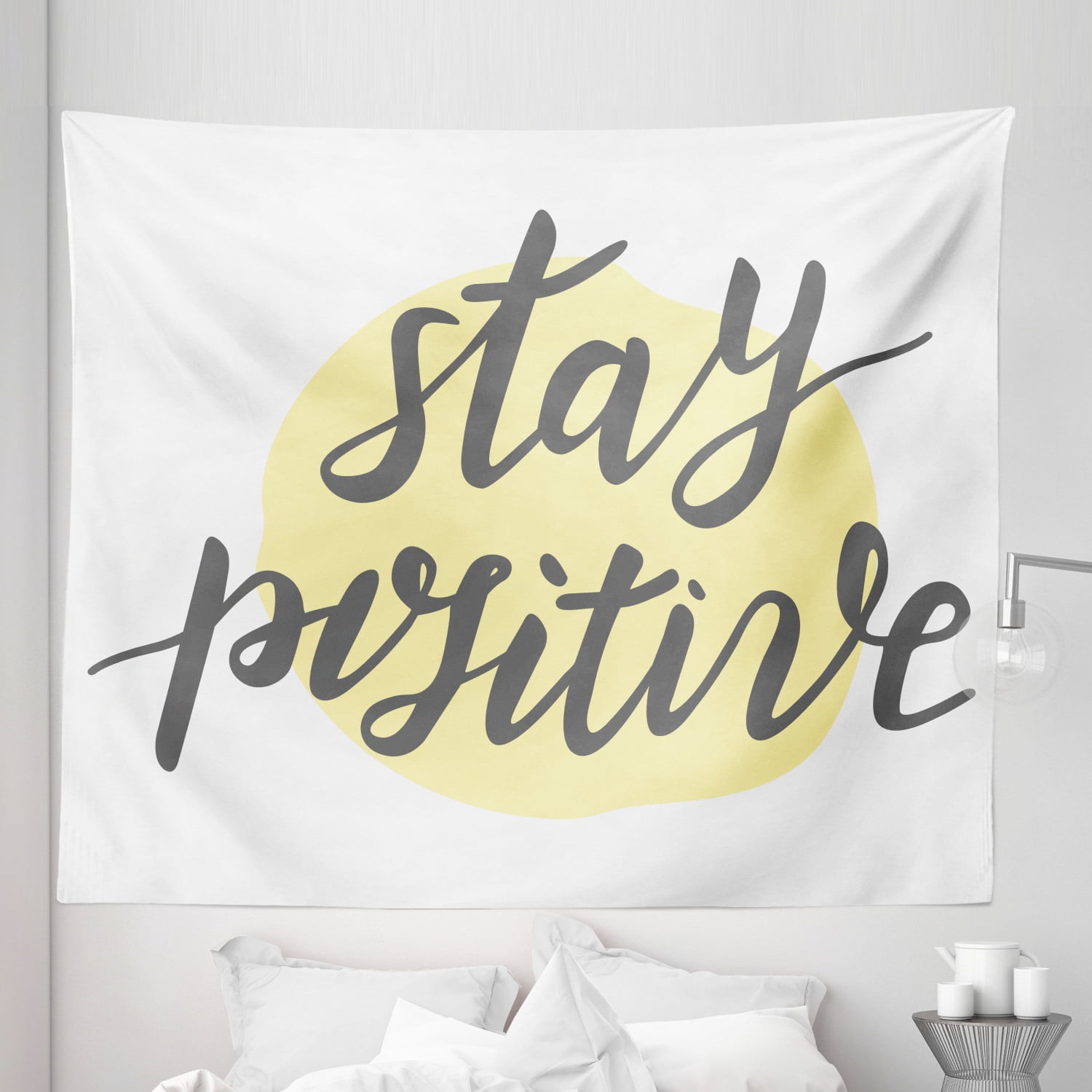 Positive Energy Tapestry, Cursive Lettering Words on Circular Pastel ...