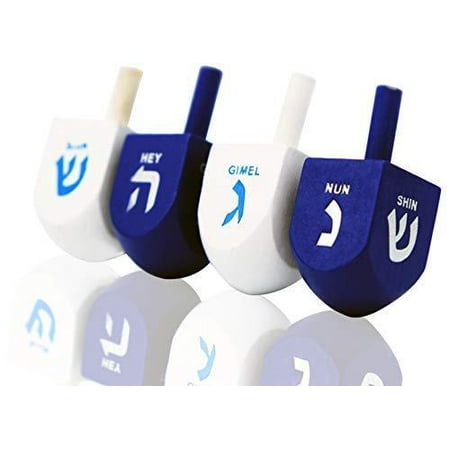 Hanukkah Dreidel Bulk Solid Blue & White Wooden Dreidels Hand Painted ...
