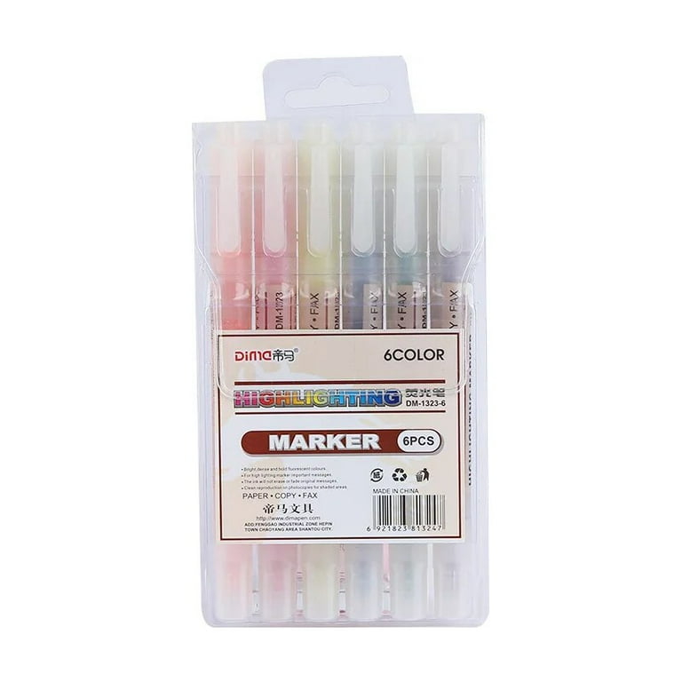Office Supplies Double-Headed Highlighter Markers - 12 Colors In 6 Pens ...