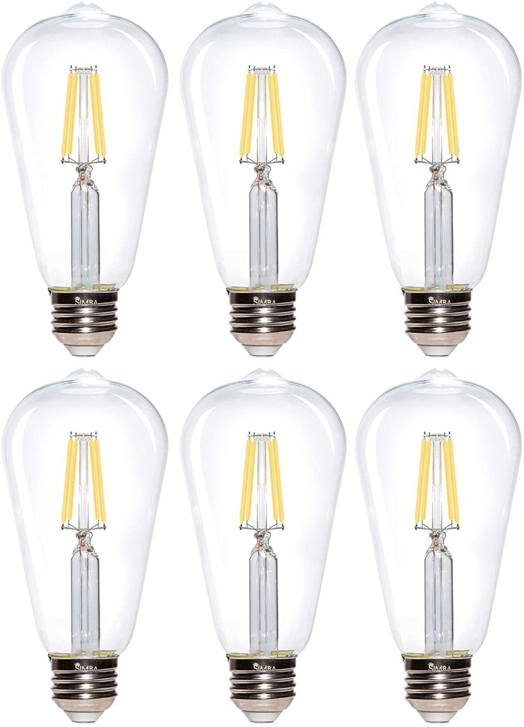 Simba Lighting LED Edison ST21 6W 60W Equivalent Light Bulbs 120V ...