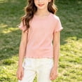 Ashyfjp Kids Casual Tops Solid Color Short Sleeve Crew Neck Rib Knit T ...