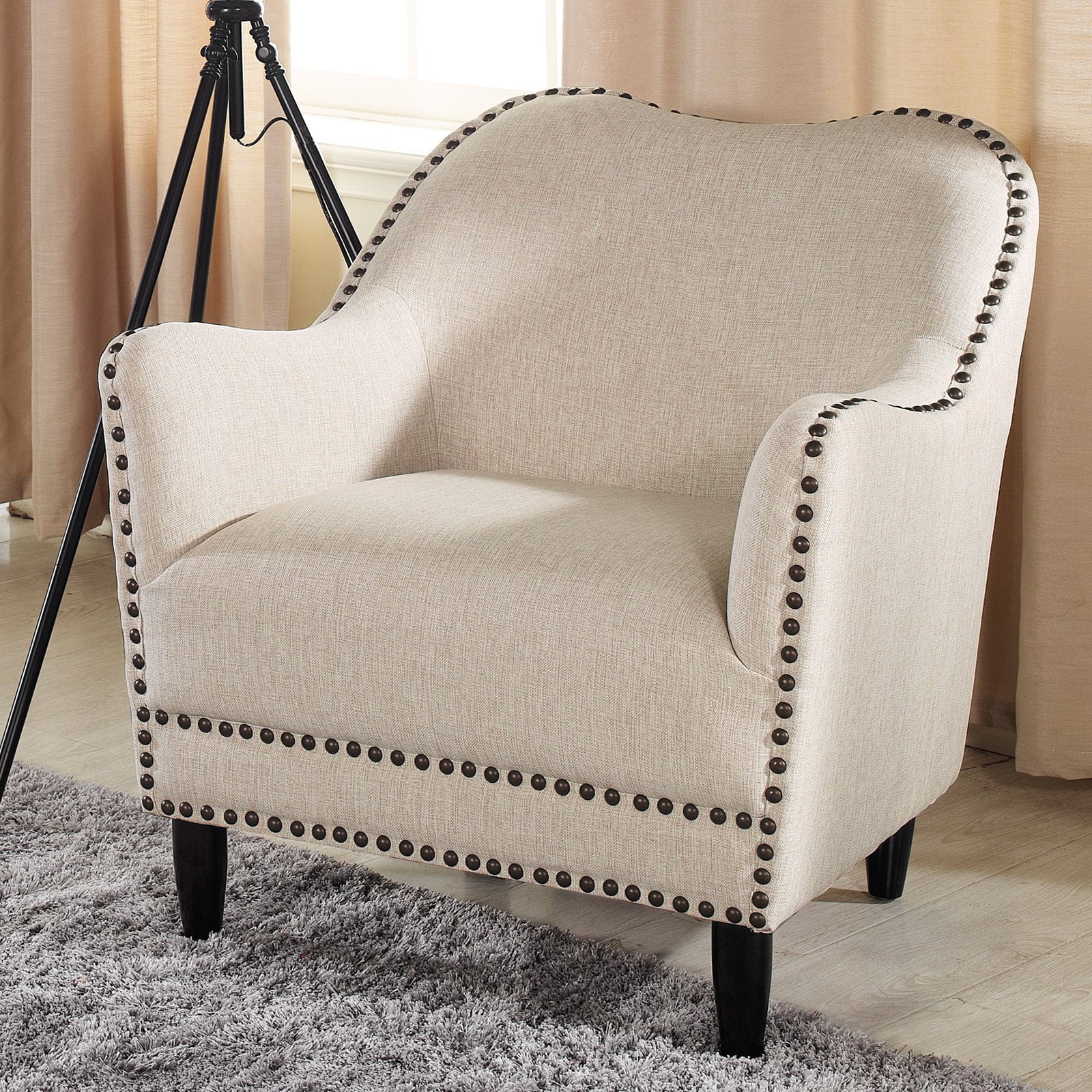 Baxton Studio Anastasia Beige Linen Modern Accent Chair - Walmart.com