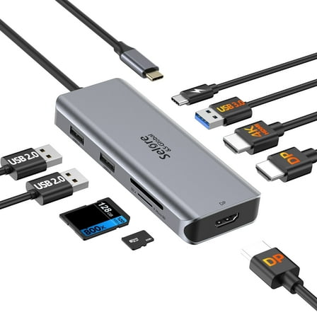 Mokin MacBook Pro Docking Station 9 in 1 Dual HDMI Adapter - Walmart.com