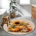 4ft Round Rug, Fall Thanksgiving Non-Skid Rubber Backing Large Area ...
