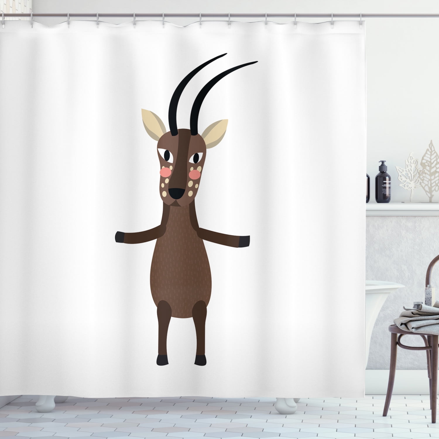 Goat Shower Curtain, Indigenous Vietnam Split Hoove Saola Standing on ...