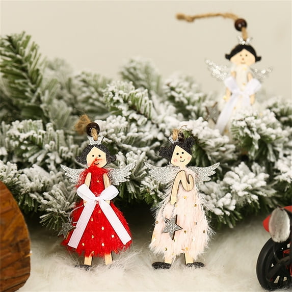 UDIYO Hanging Ornaments Festive Touch Cute Wooden Lovely Angel Girl ...