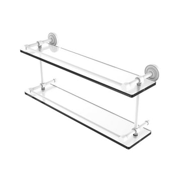 Que New 16" Double Glass Shelf with Gallery Rail - Walmart.com