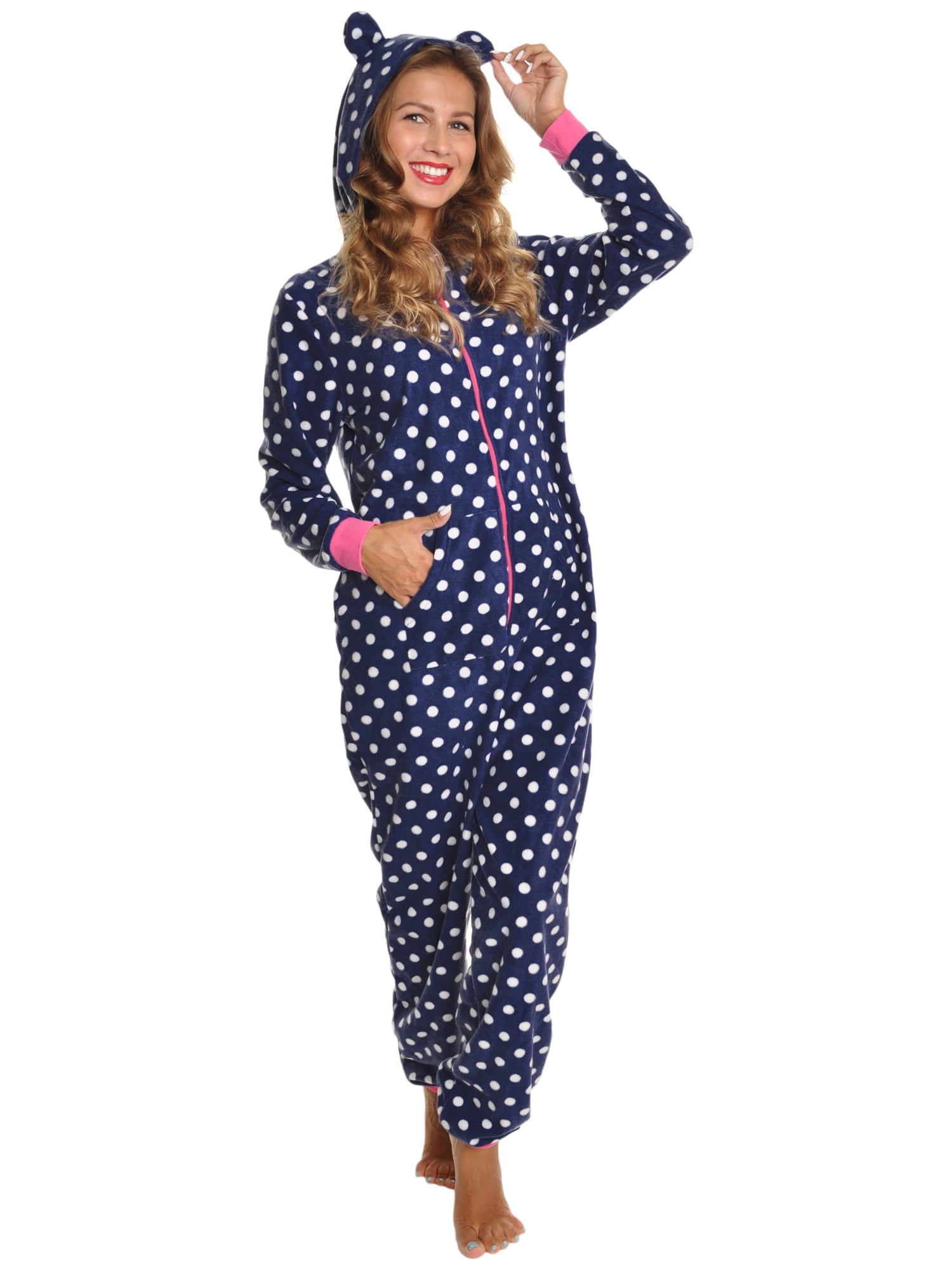 Angelina Women's FLEECE Novelty One-Piece Hooded Pajamas (1-Pack ...