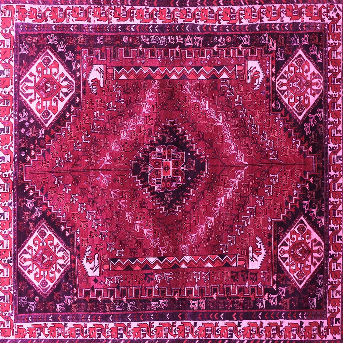 Ahgly Company Indoor Square Persian Pink Traditional Area Rugs, 6 ...