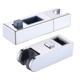 JINGT Square Tube Chrome Shower Rail Head Slider Bar Holder Adjustable ...