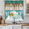 Brown Turquoise Swag Curtain Valance for Window 2 Panels Wood Grain ...