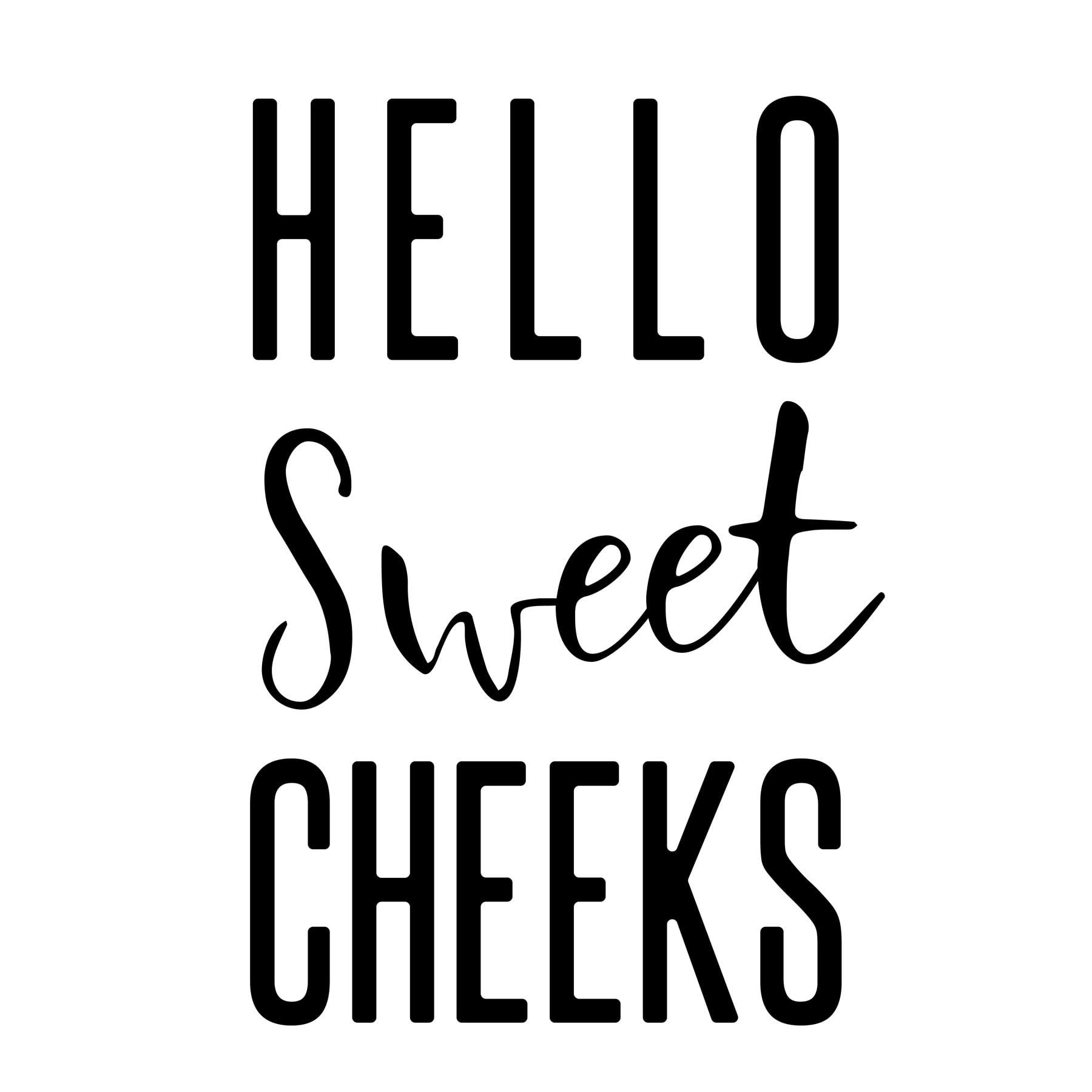 Funny Bathroom Wall Art Hello Sweet Cheeks Cheeky Toilet Sign Large ...