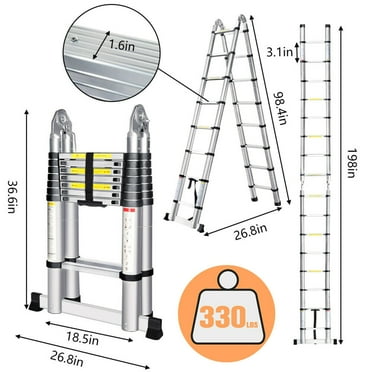 Dayplus Portable A-Frame Ladder Aluminium Telescopic Folding Extension ...