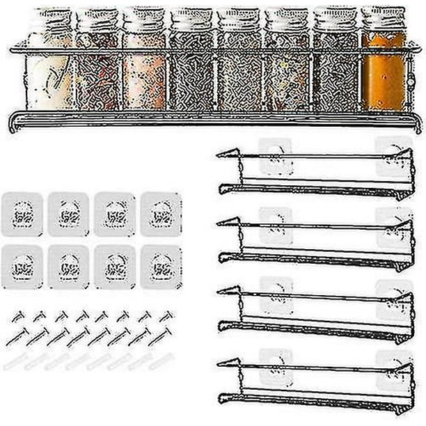Spice Racks Organiser - 4 Tier Hanging Stainless Steel Spice Racks Wall ...