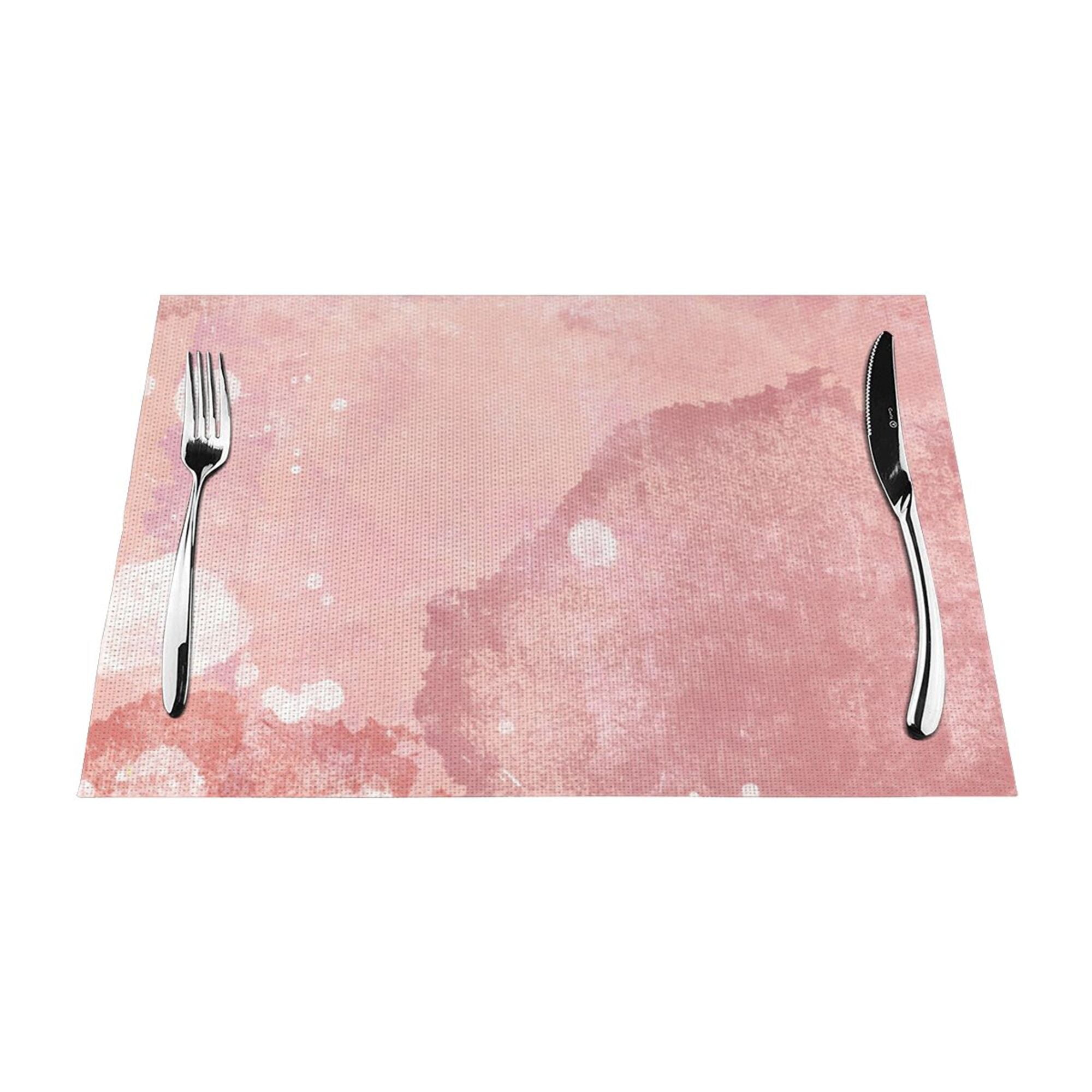YFYANG Washable Heat-Resistant Placemats, 70% PVC/30% Polyester, Pink ...