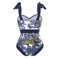 Beranmey Womens Retro Floral Printed One Piece Swimsuit With High