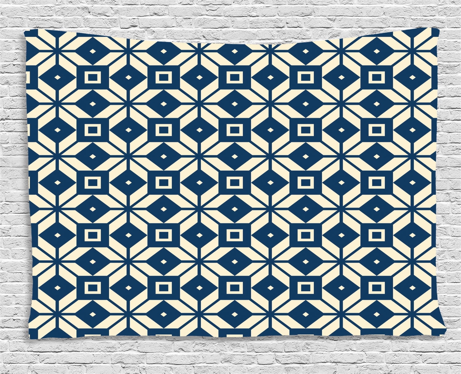 Geometric Tapestry, Minimalistic Composition Vintage Squares Diamond ...