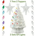 24" Hand Painted Ceramic Christmas Tree, White Pre-Lit Tree with 148 ...