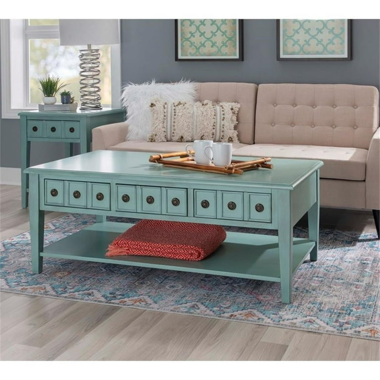 Teal wood coffee table store