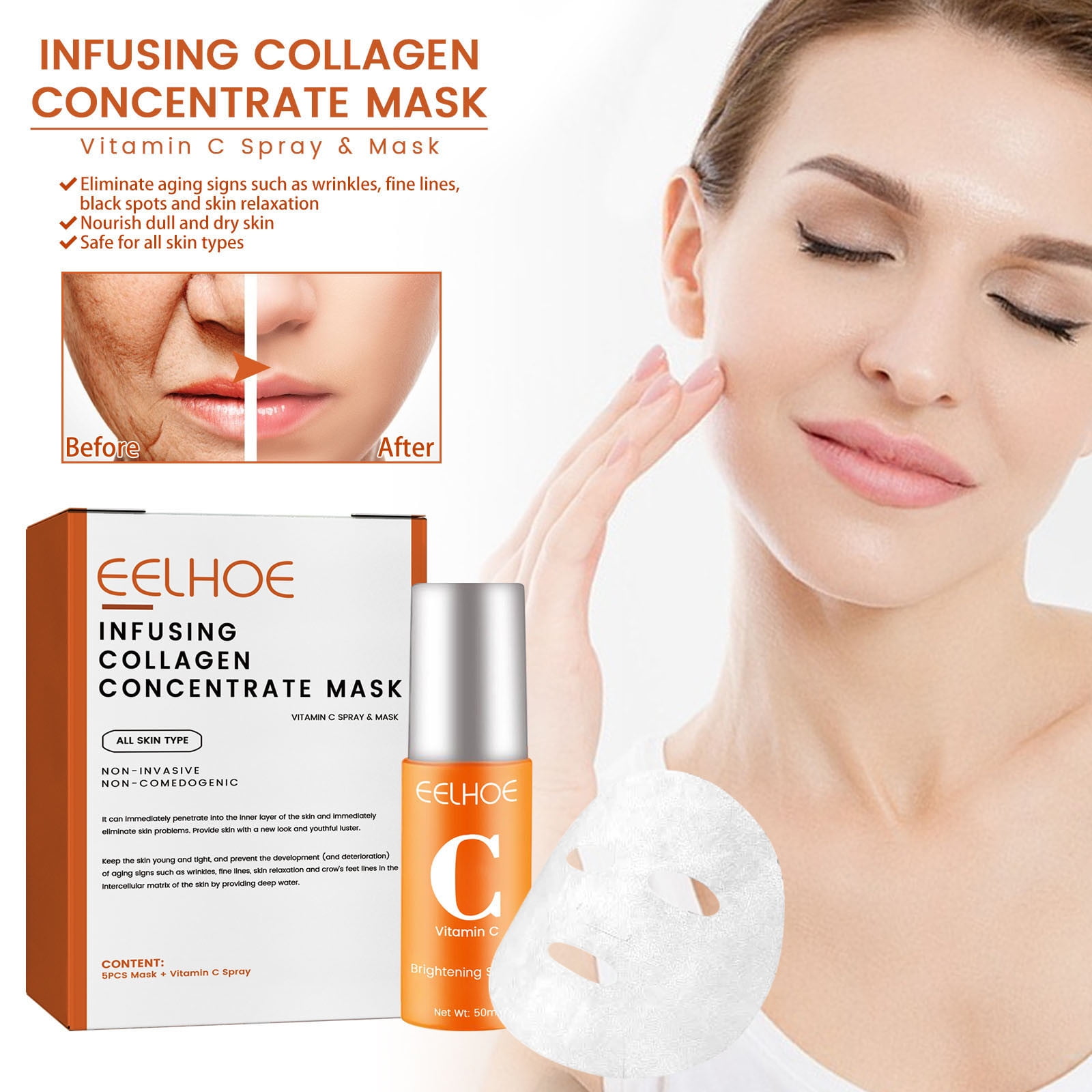 Fiudx Mascarilla Antiedad, Spray Colágeno Radiante, Suero Hidratante ...