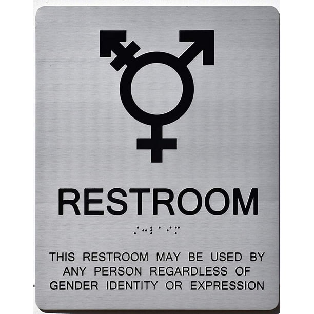 Gender Neutral Symbols Restroom Wall Sign (Silver 8x10) - Walmart.com ...