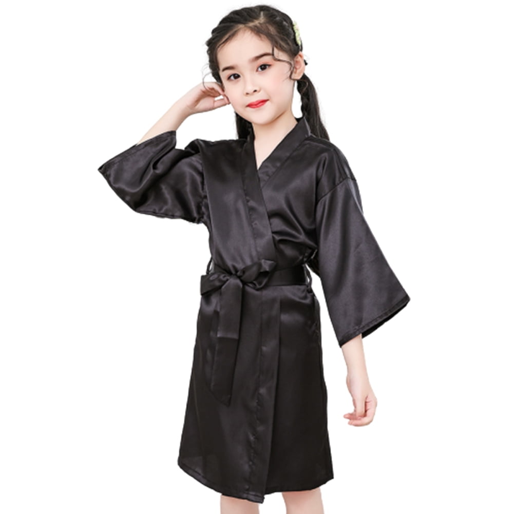 Pnellth Summer Girls Silk Robe Children Pajamas Kids Soft Bathrobe ...