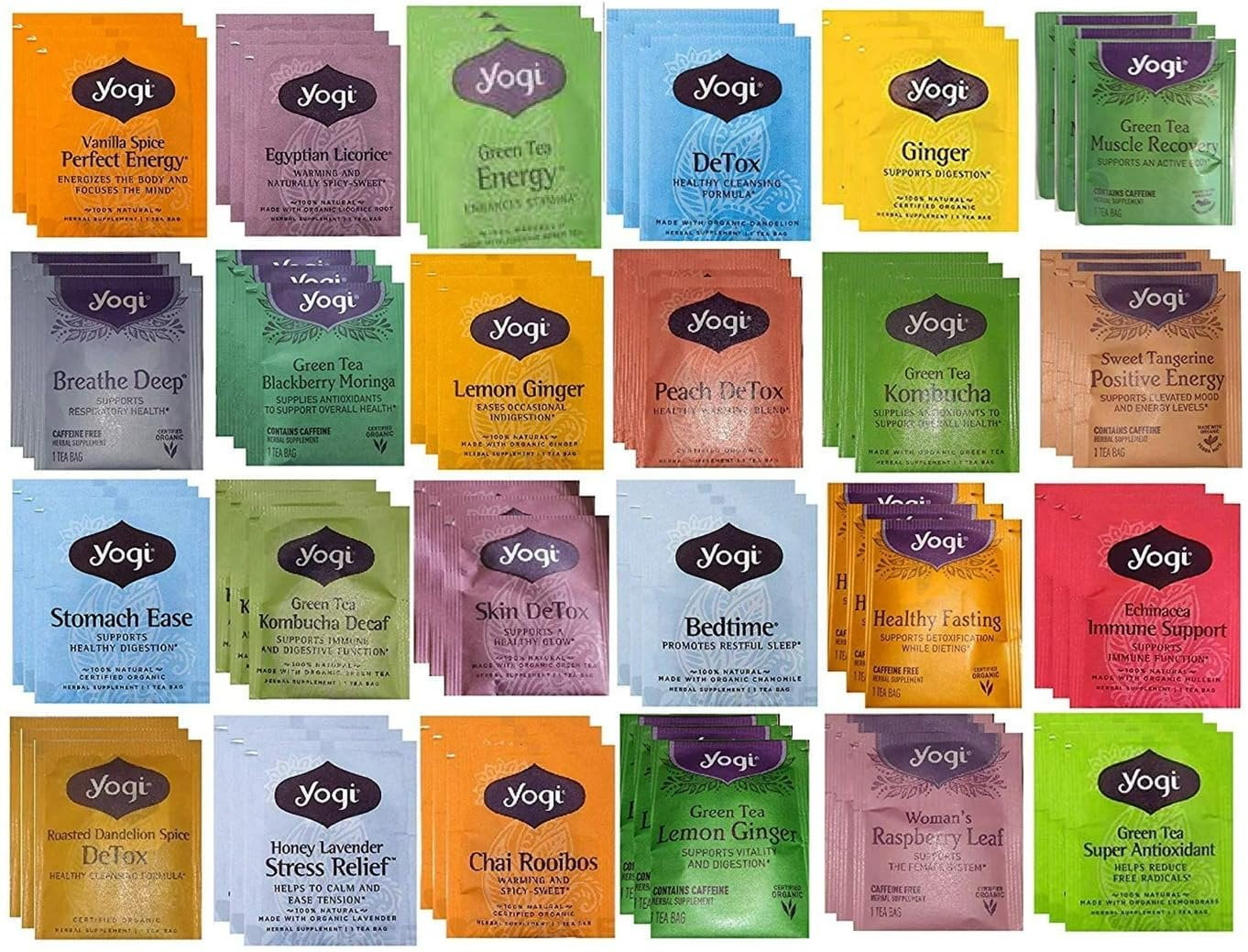 Tea Bags Sampler Assortment Box 36 Count - Different Flavors Perfect ...