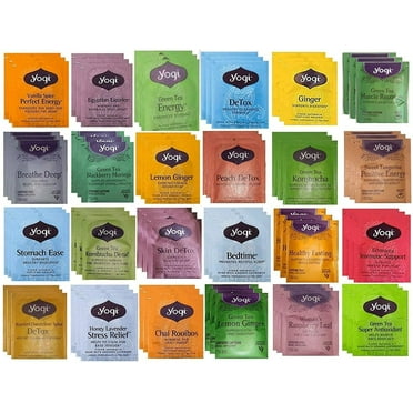 Yogi Mixed Herbal Tea Sampler, 24 Flavors, 72 Tea Bags in Custom Gift ...