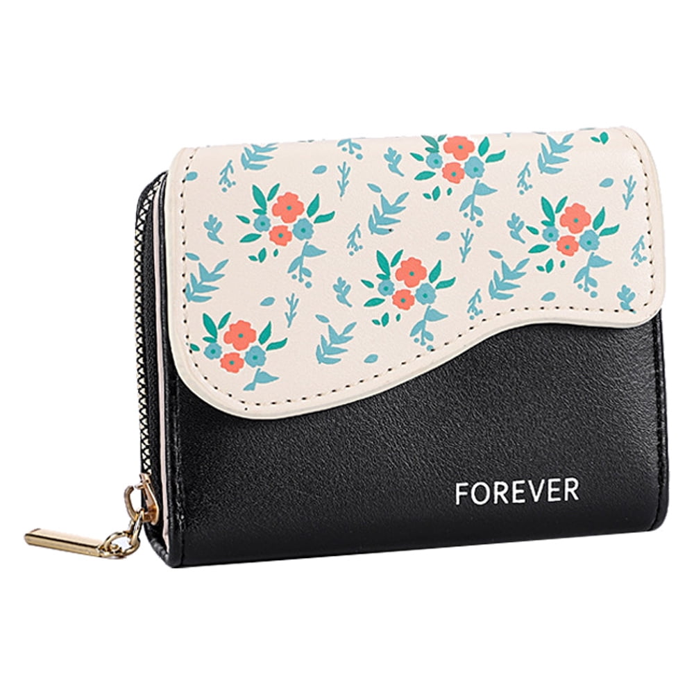 Small floral ladies short purse small fresh multi-card patchwork color ...