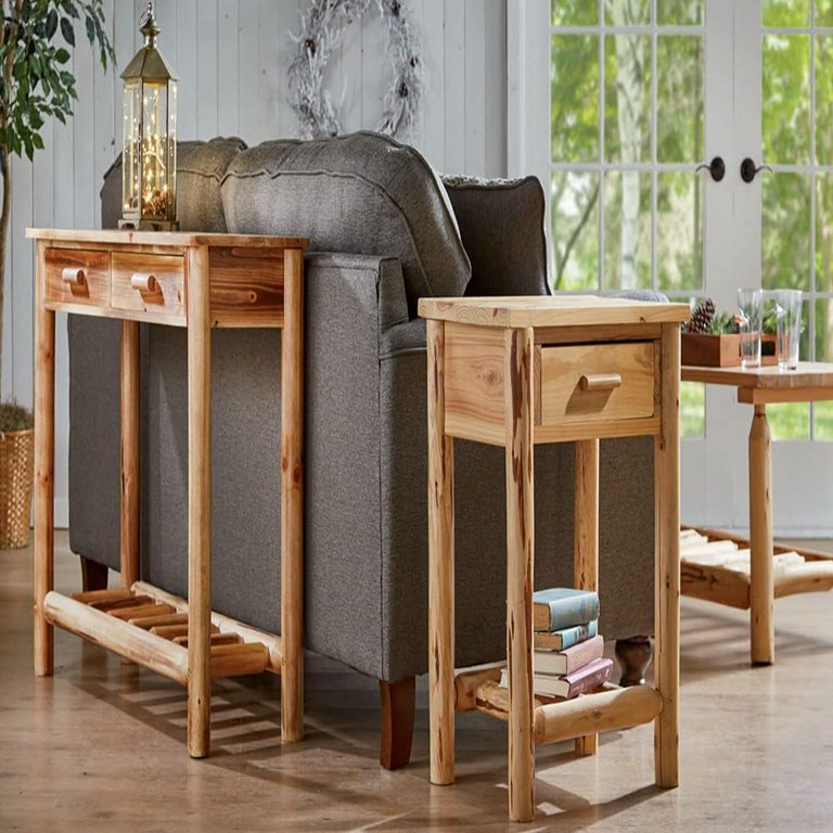 Castlecreek Log Sofa Table | Baci Living Room