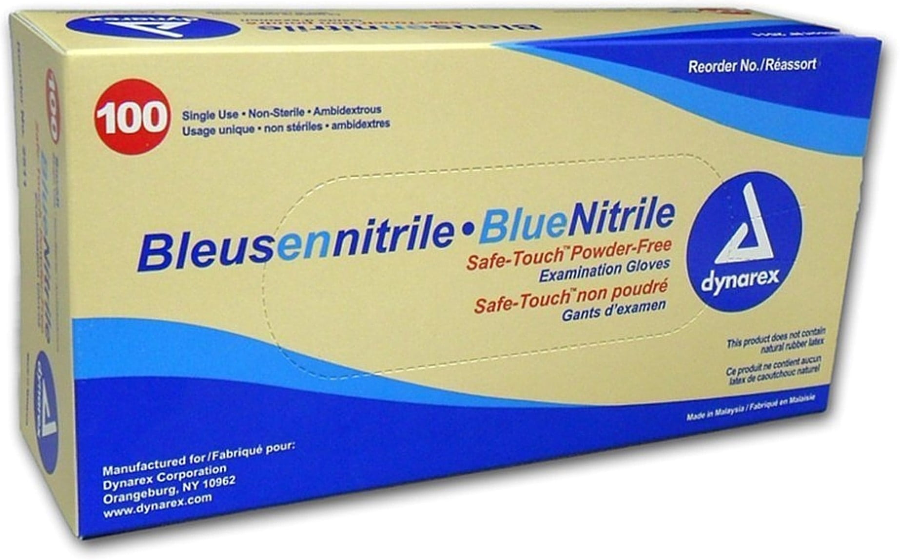 Dynarex Safe-Touch Nitrile Exam Gloves, Powder-Free, X-Large 100 ea ...