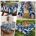 Abstract Boho Blue Yellow Flower Table Cloth 54x54in, Waterproof Square ...