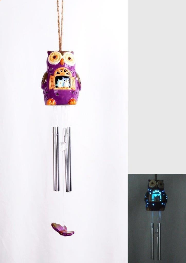 Lightahead® Solar Owl Windbell Light Solar Powered Owl Color Changing ...