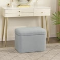 BK'store 22 Inch Rectangular Storage Ottoman, Footrest Stool with Linen ...