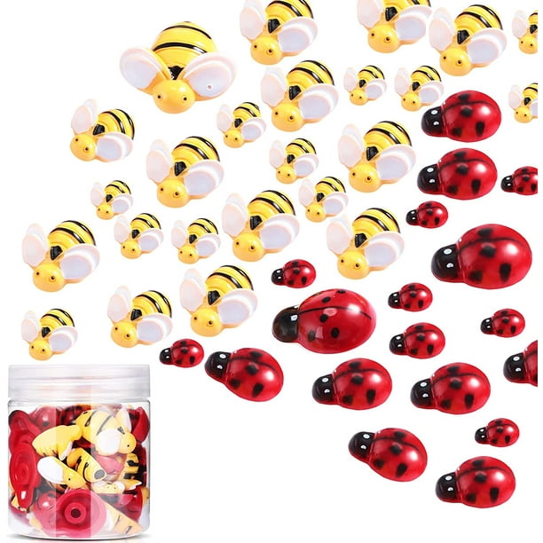 60 Pieces Tiny Resin Bees Ladybugs with Storage Box, Including 30 ...
