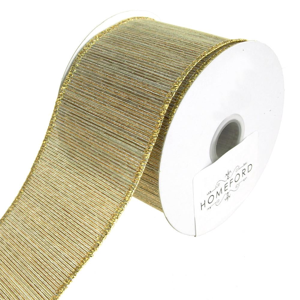 Metallic Striped Harmony Wired Christmas Holiday Ribbon, Gold/Silver, 2 ...