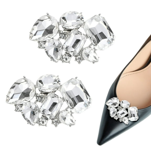Uxcell 2-Pack Decorative Rhinestone Shoe Clips, Zinc Alloy Removable ...