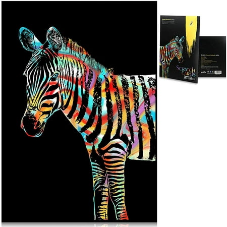 Animal scratch art rainbow painting paper, Engraving Art & Craft Sets ...