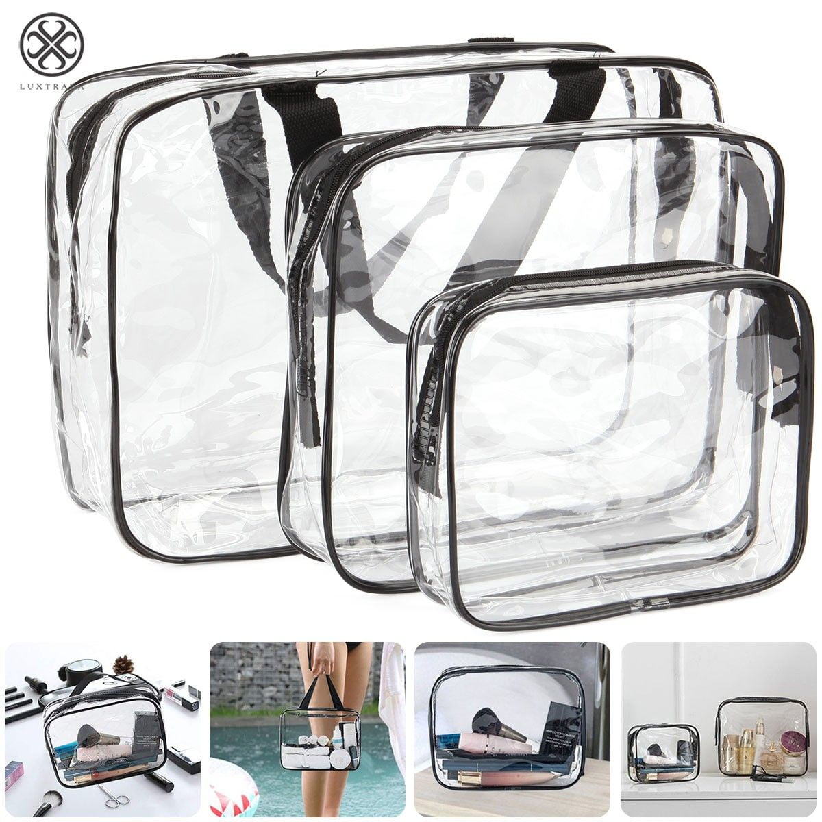 Luxtrada (3 Piece Set) Clear Cosmetic Makeup Zipper Bag Clear Makeup ... Luxtrada (3 Piece Set) Clear Cosmetic Makeup Zipper Bag Clear Makeup ...