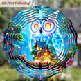 A 2D flat circular iron wind chime with crystal owl pattern. Beautiful ...