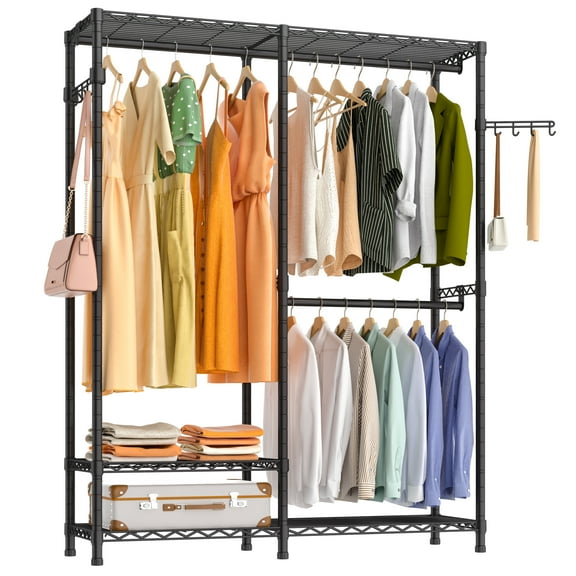 R2 Plus Rolling Clothes Rack for Hanging Clothes Heavy Duty Clothing ...