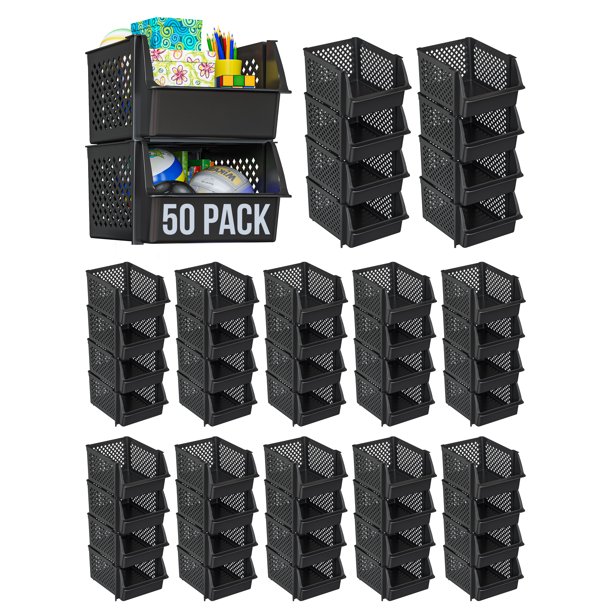 Skywin Plastic Stackable Storage Bins for Pantry - Stackable Bins For ...