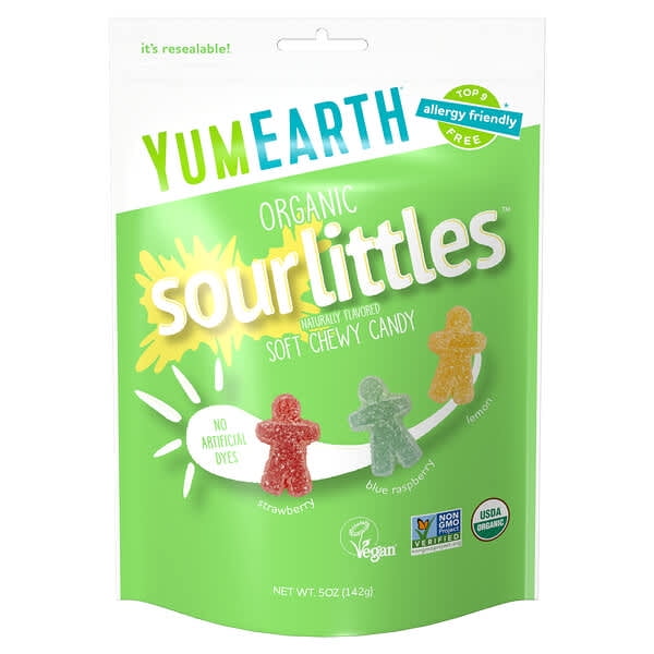 YumEarth, Organic Sour Littles, Soft Chew Candy, Strawberry, Blue ...