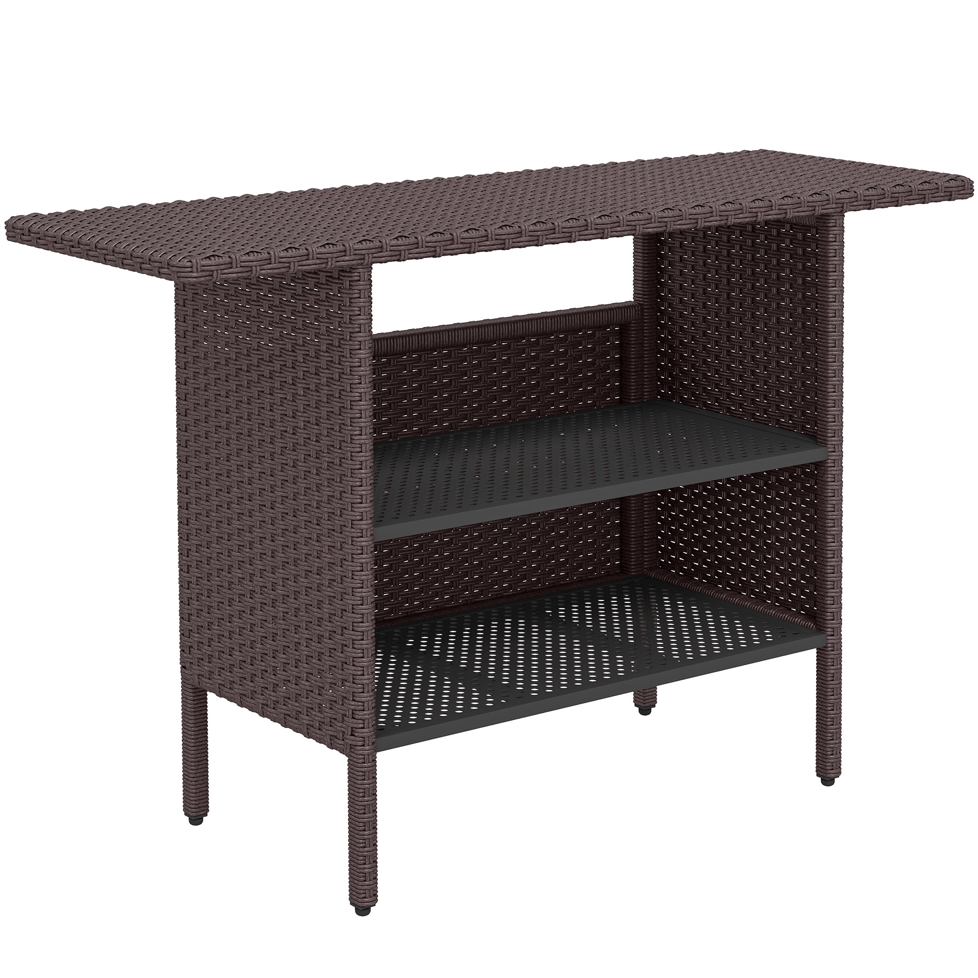 Click here for Outsunny 55 Rattan Bar Table With 2 Storage Shelve... prices
